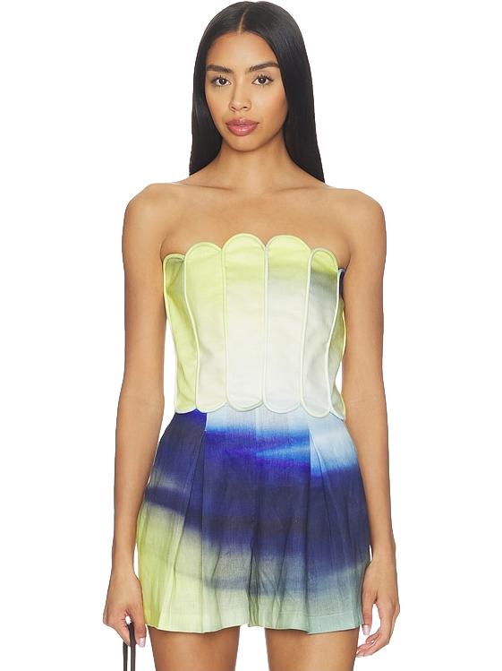 MAYLE VASQUEZ MAYLE VASQUEZ Scalloped Strapless Linen Top